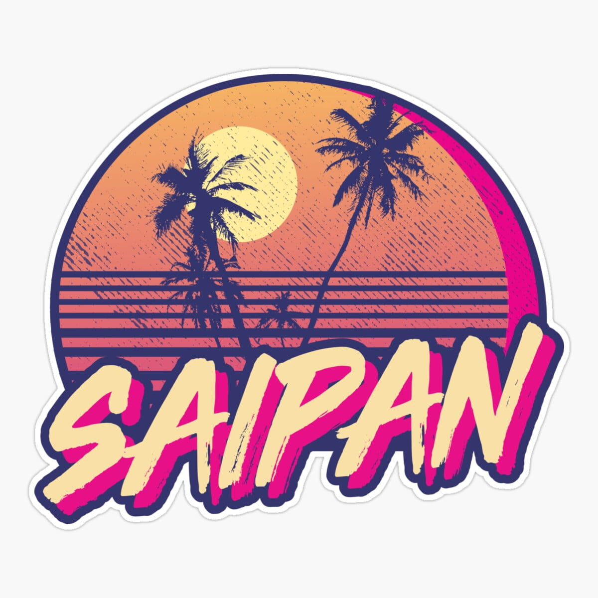Maneki Retro Saipan Sunset Beach Graphic Sticker, Phone Decal Water ...