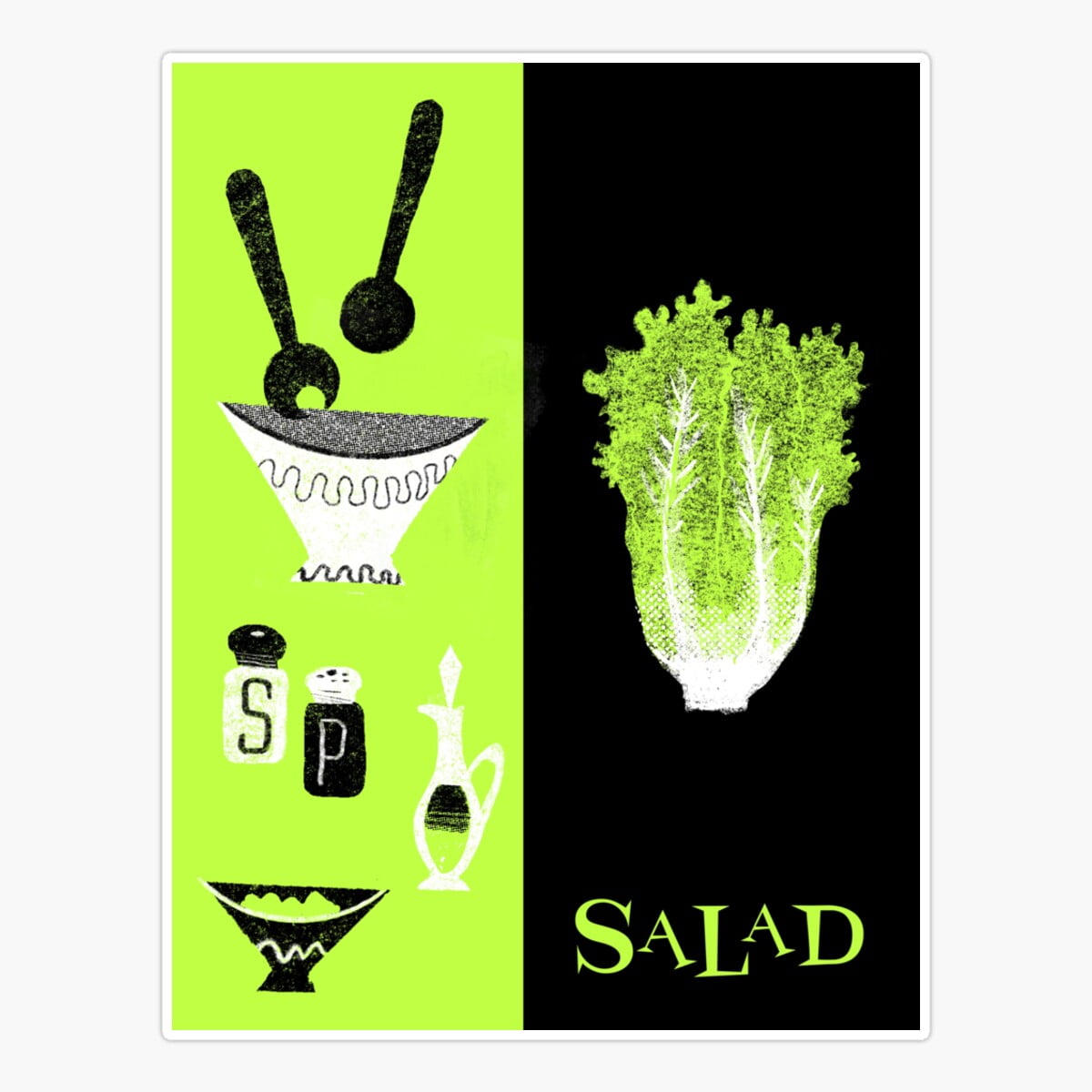 Maneki Retro Salad Sticker, Phone Decal Water Bottle Stickers Car ...