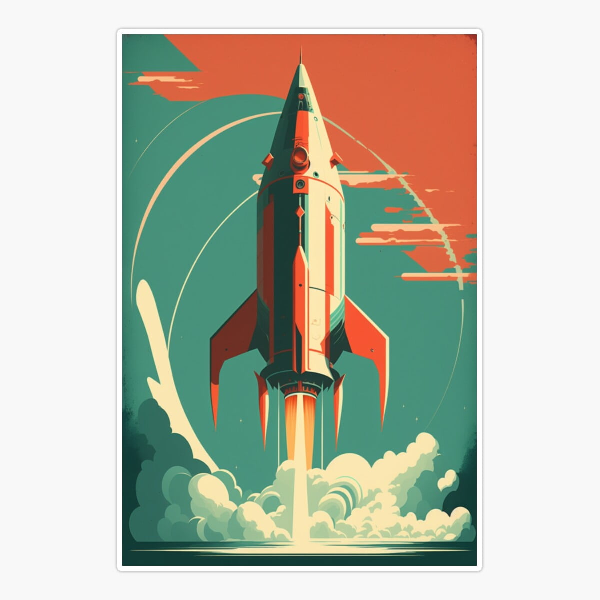 Maneki Retro Science Fiction Rocket 1960S Sticker, Phone Decal Water ...