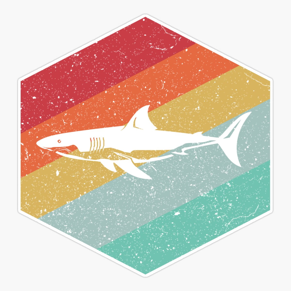 Maneki Retro Shark Vintage Shark Lover Git Er, Phone Decal Water Bottle ...