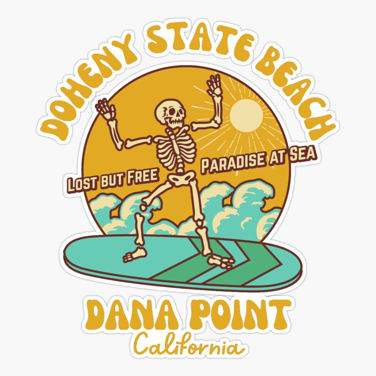 Maneki Retro Sixties Doheny State Beach, Dana Point, California, Gold ...