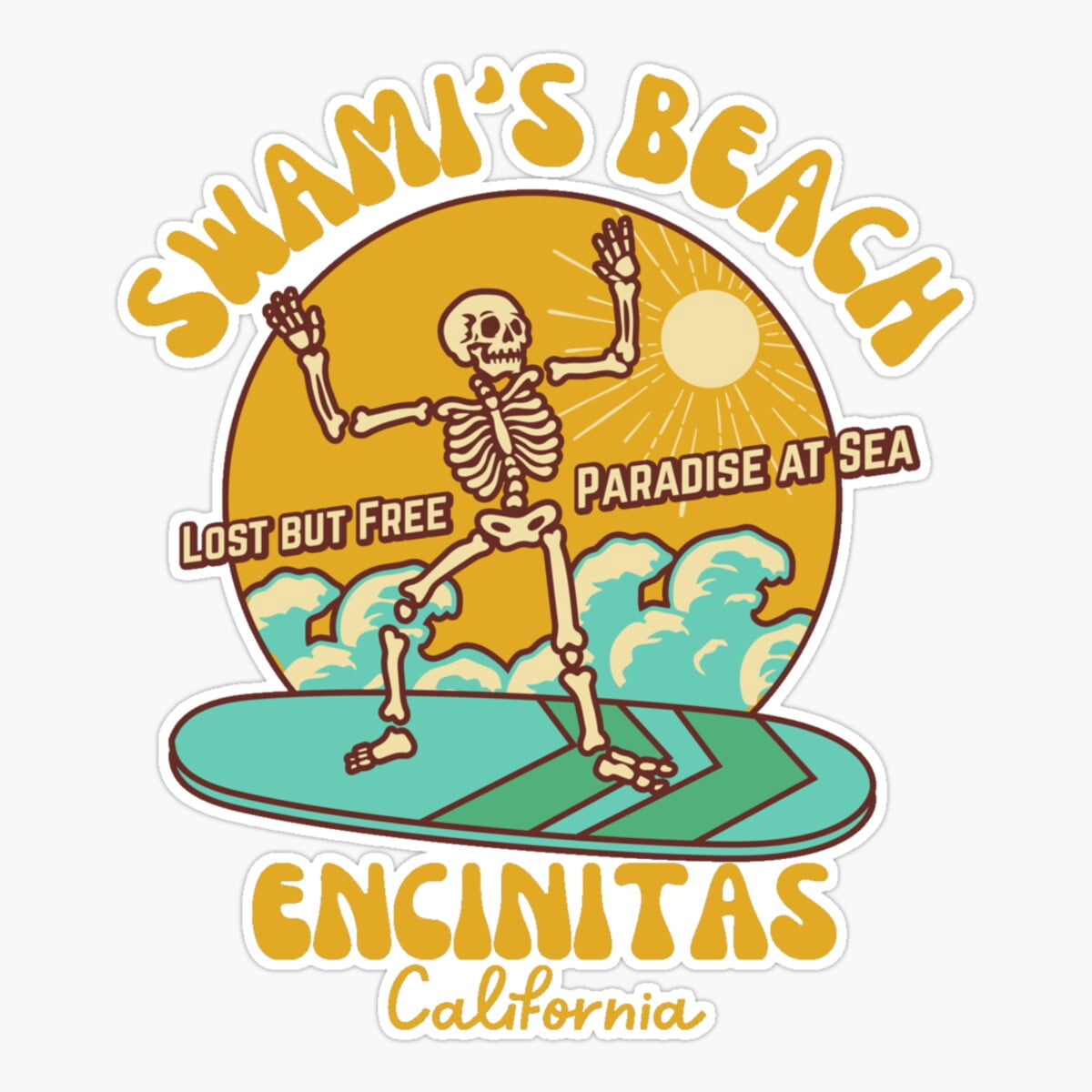 Maneki Retro Sixties Swami'S Beach, Encinitas, Caliornia, Gold Text ...