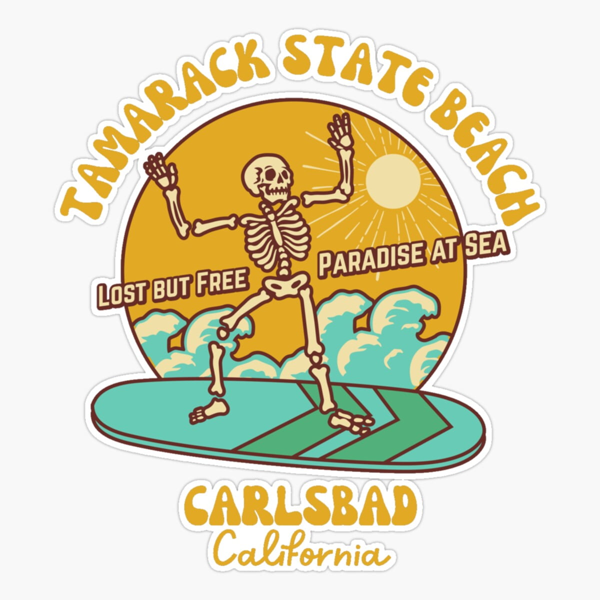 Maneki Retro Sixties Tamarack State Beach, Carlsbad, Caliornia, Gold ...