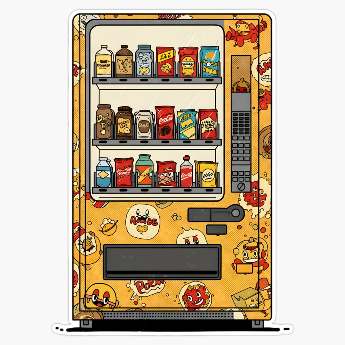 Maneki Retro Snack Vending Machine: Illustrated Design Er, Phone Decal ...