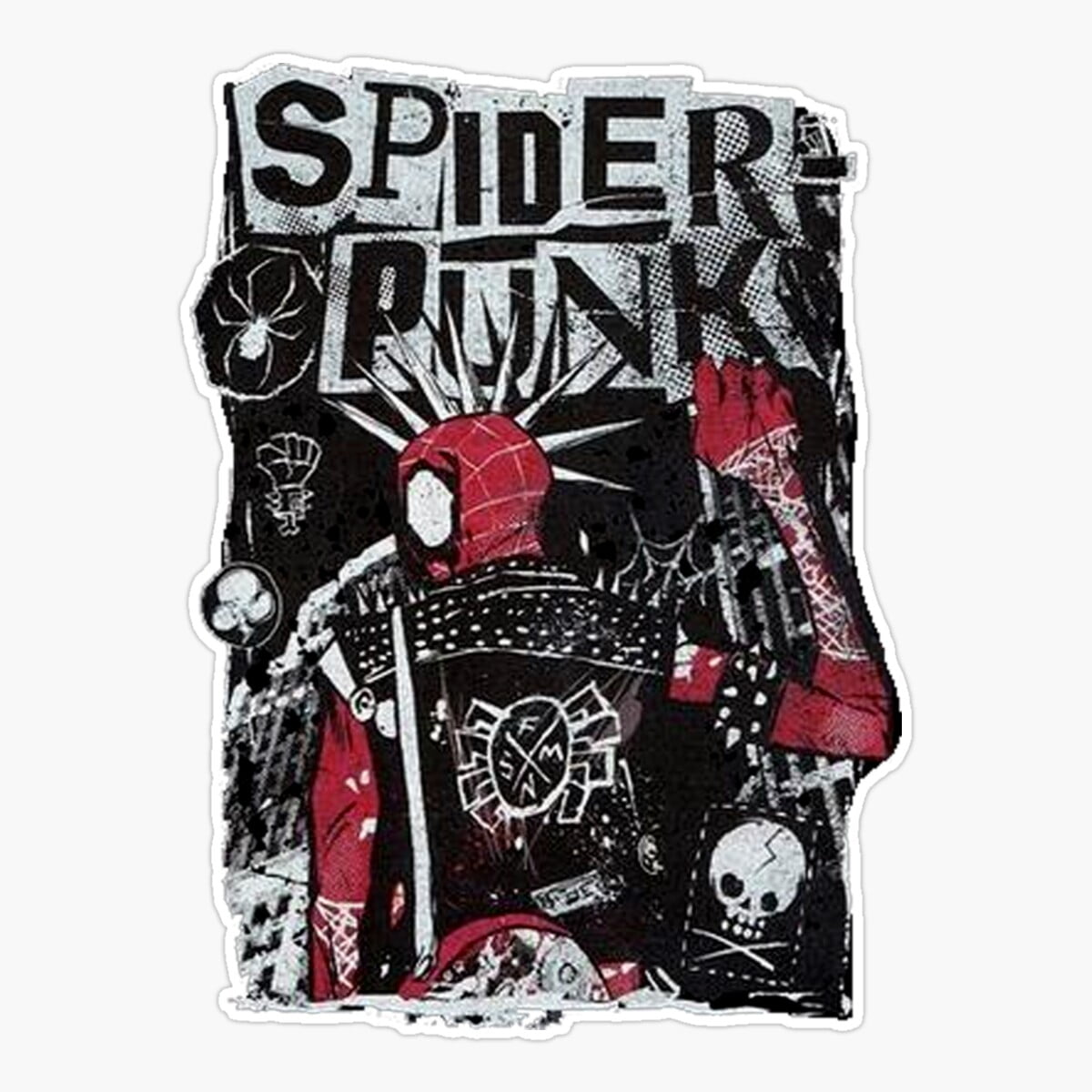 Maneki Retro Spider Punk Sticker, Phone Decal Water Bottle Stickers Car ...