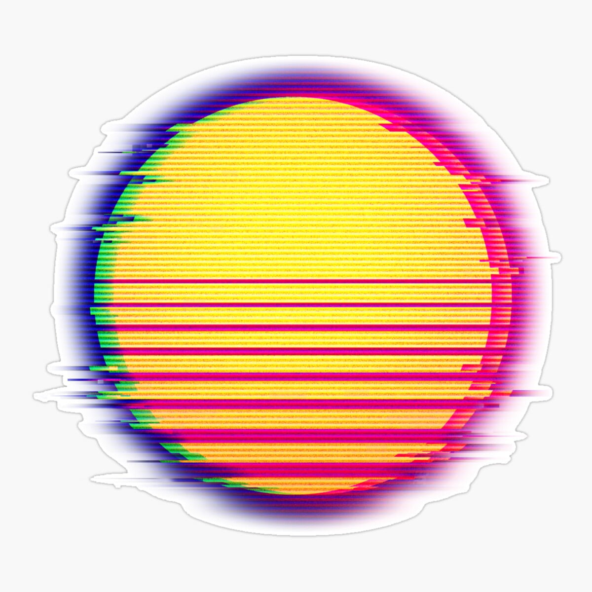 Maneki Retro Sun Vaporwave Synthwave Glitch Aesthetic Sticker, Phone ...
