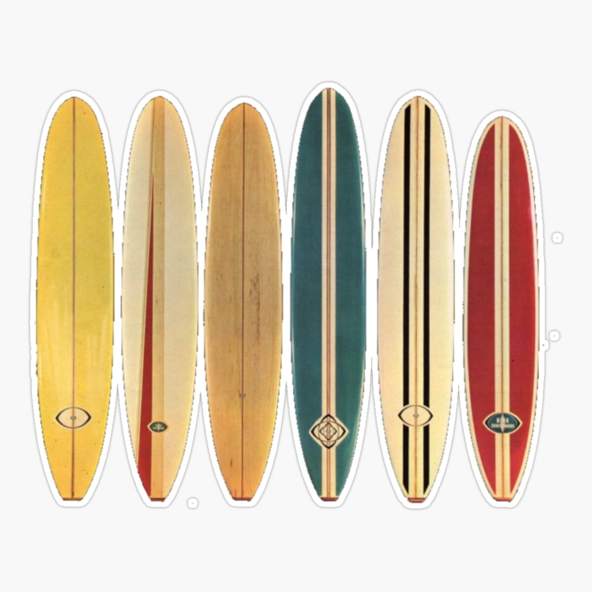 Maneki Retro Surfboards Sticker, Phone Decal Water Bottle Stickers Car ...