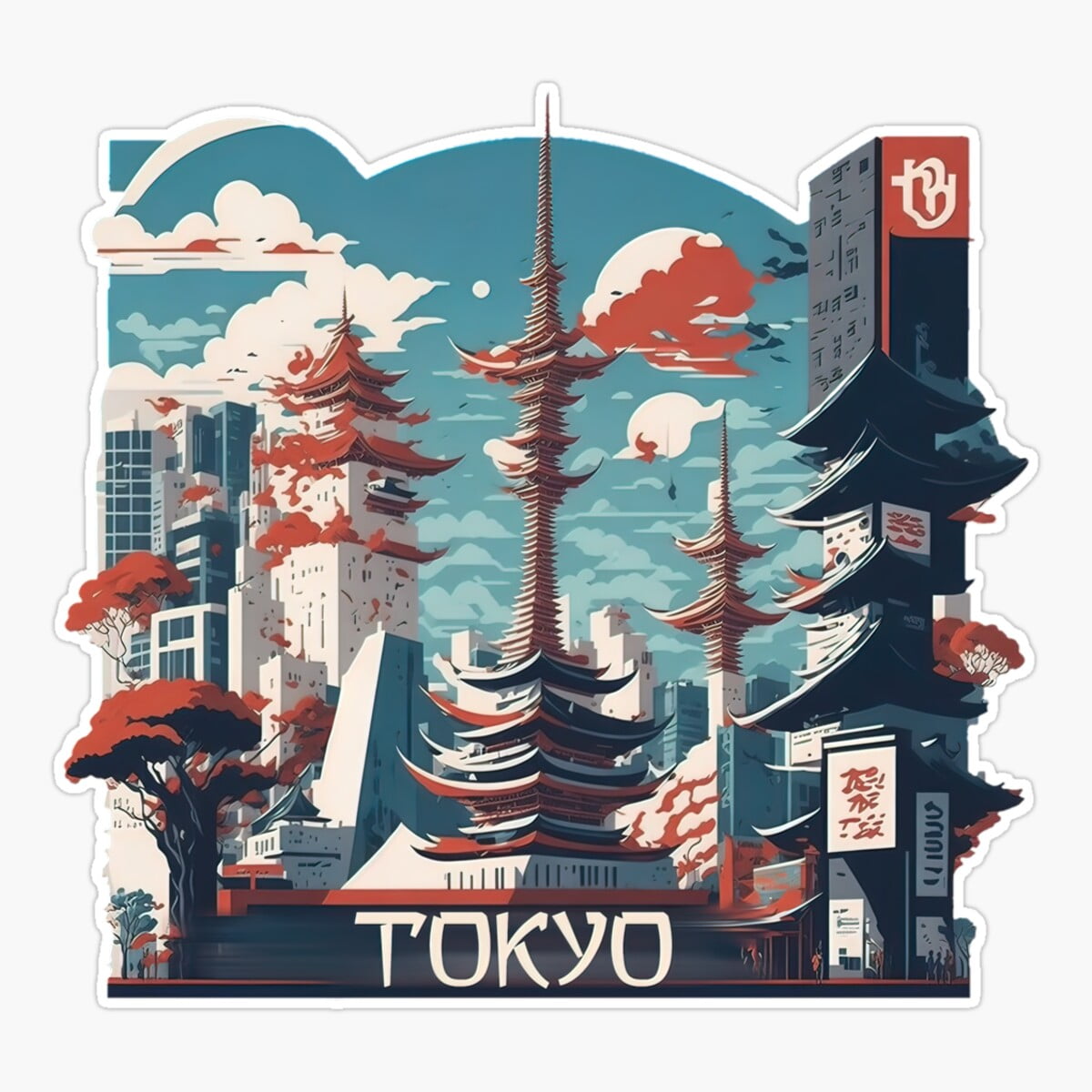 Maneki Retro Tokyo Sticker, Phone Decal Water Bottle Stickers Car ...