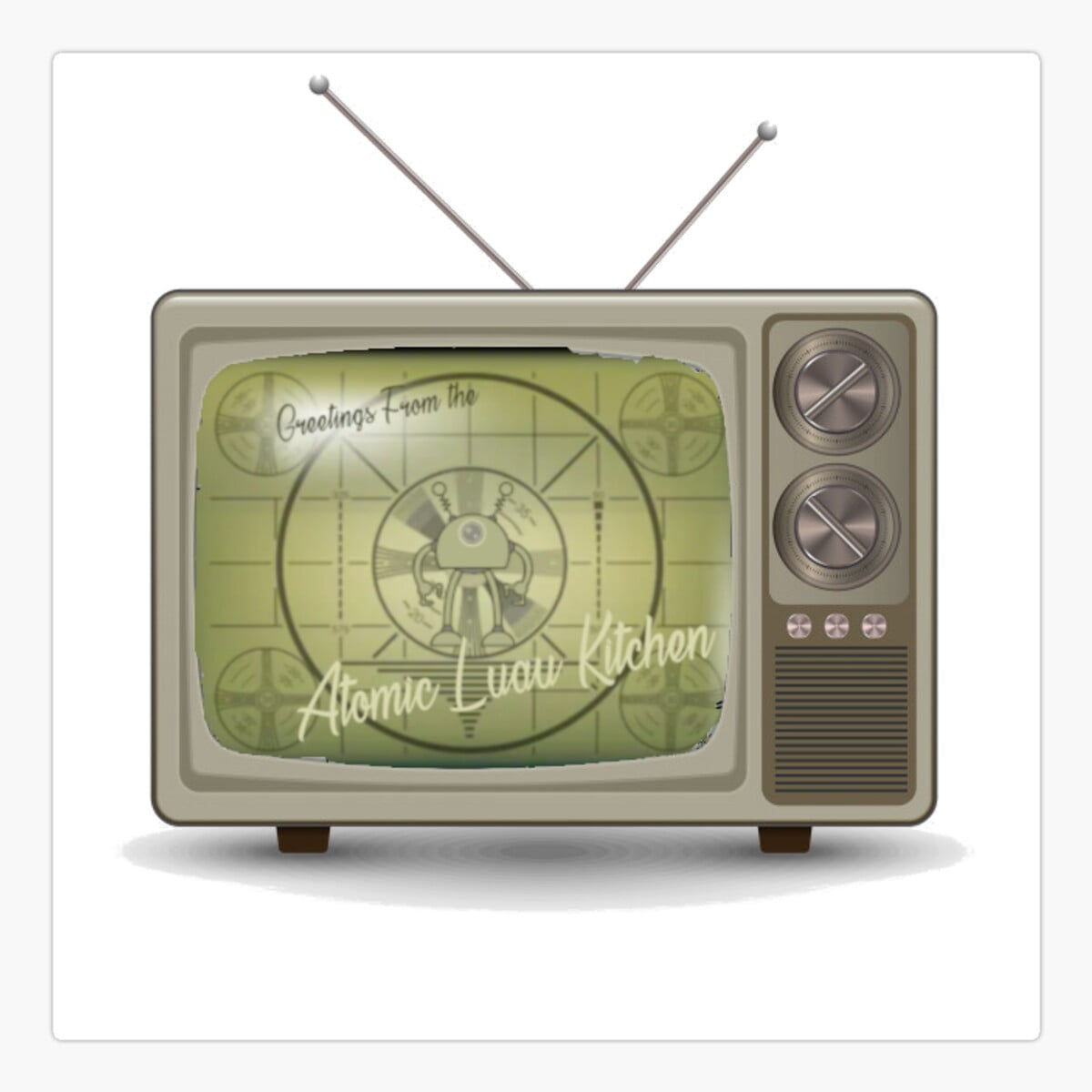 Maneki Retro Tv Atomic Sticker, Phone Decal Water Bottle Stickers Car ...