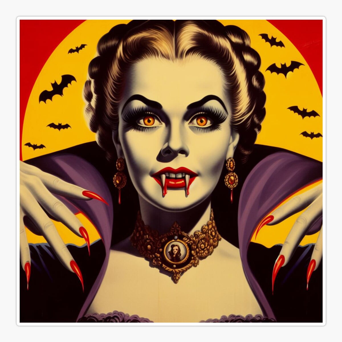 Maneki Retro Vampire Woman Sticker, Phone Decal Water Bottle Stickers ...