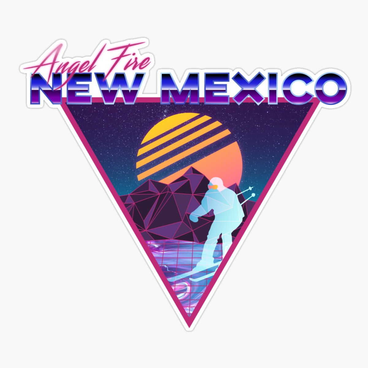 Maneki Retro Vaporwave Ski Mountain | Angel Ire New Mexico | Shirts ...