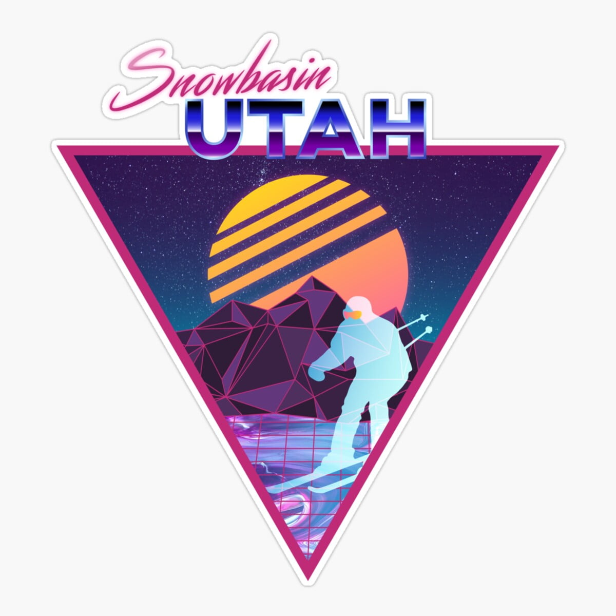 Maneki Retro Vaporwave Ski Mountain | Snowbasin Utah | Shirts, Stickers ...