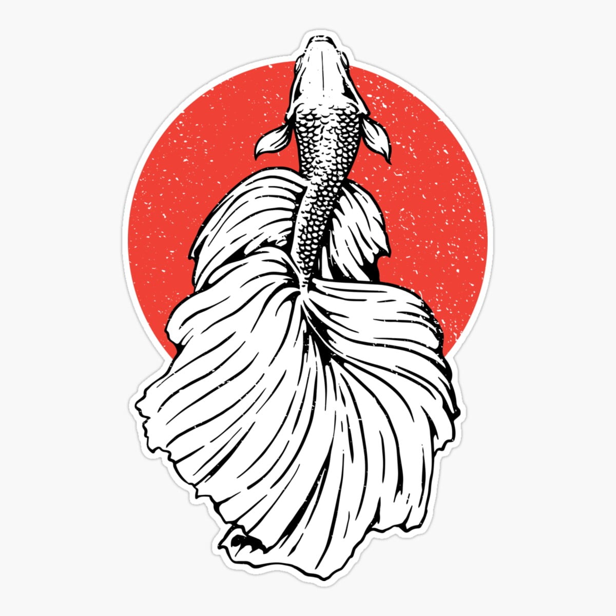 Maneki Retro Vintage Betta Fish Er, Phone Decal Water Bottle Stickers Car Decals, Funny Birthday ...