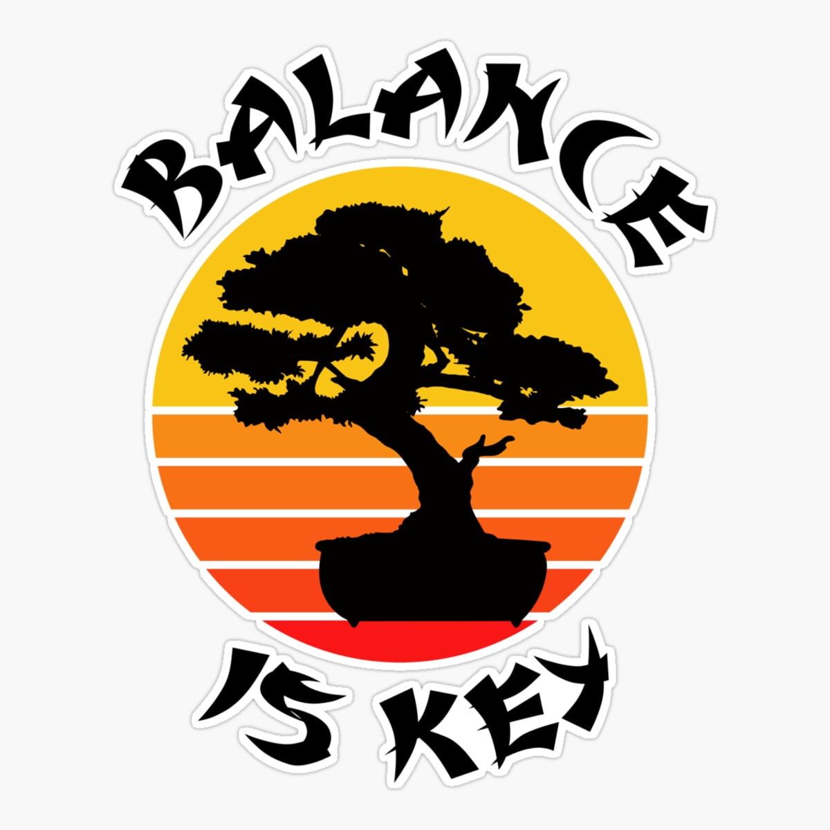 Maneki Retro Vintage Bonsai Tree - Balance Is Key - Karate Kid Quote Mr ...