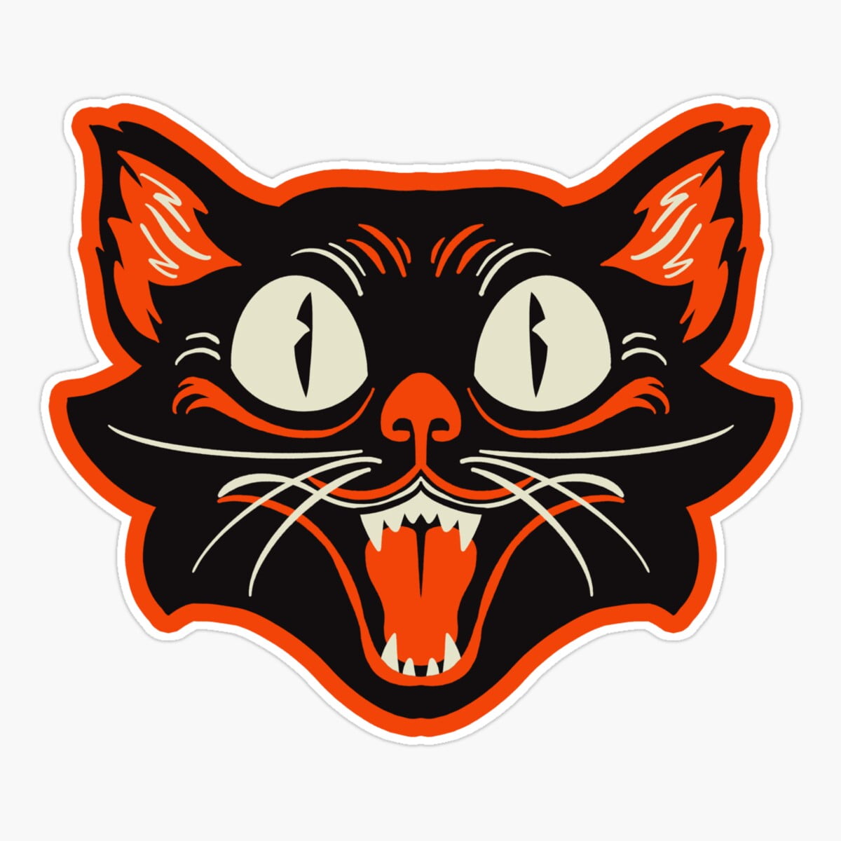 Maneki Retro Vintage Halloween Black Cat Happy Ace Sticker, Phone Decal ...