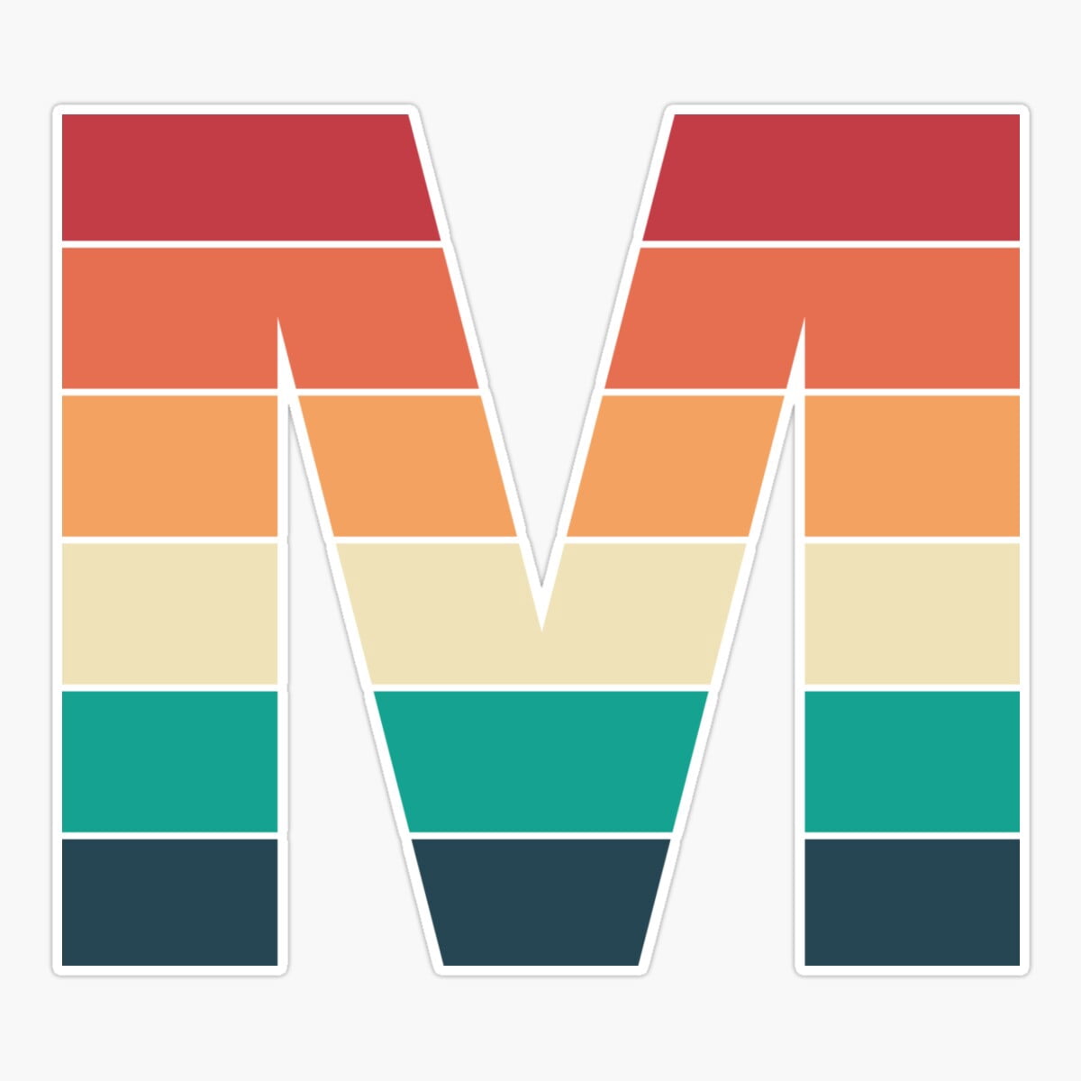 Maneki Retro Vintage Sunset Letter M Sticker, Phone Decal Water Bottle ...