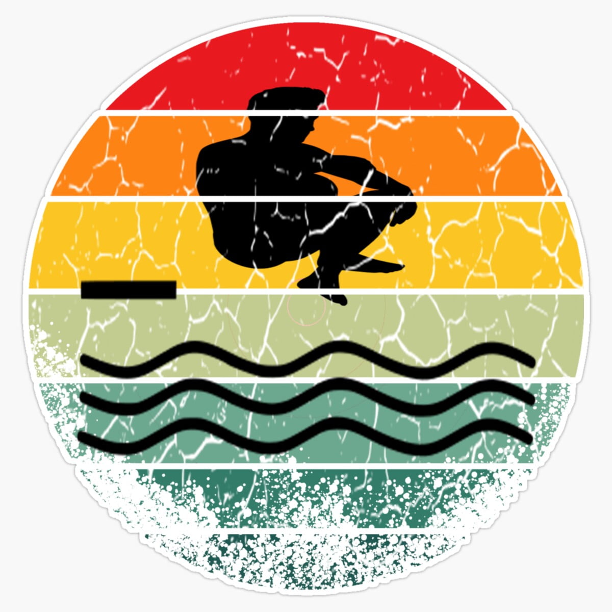 Maneki Retro Vintage Swimmer Swimming Er, Phone Decal Water Bottle ...