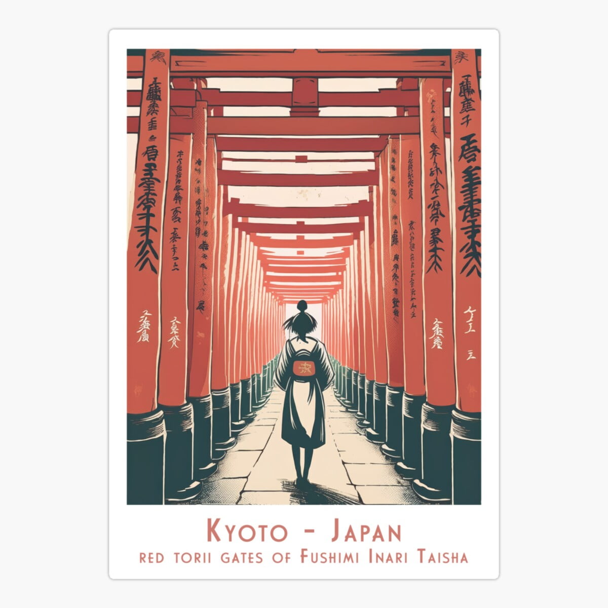 Maneki Retro Vintage Travel Poster Kyoto Japan – Magical Torii Gates Of ...
