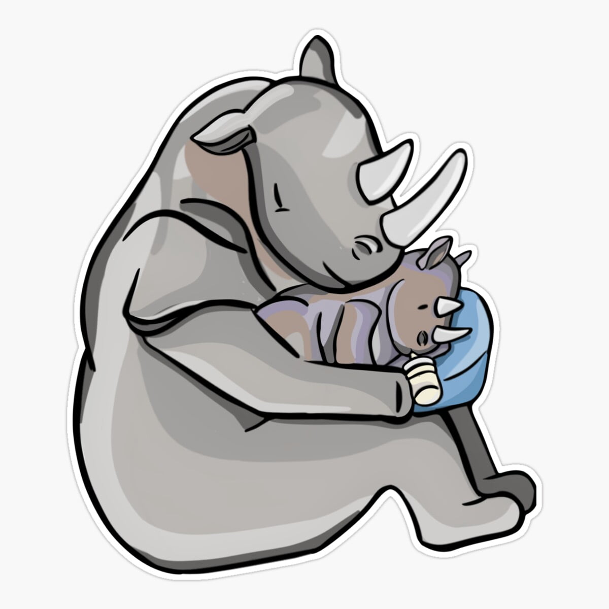 Maneki Rhino Elevated Side Lying Er, Phone Decal Water Bottle Stickers ...