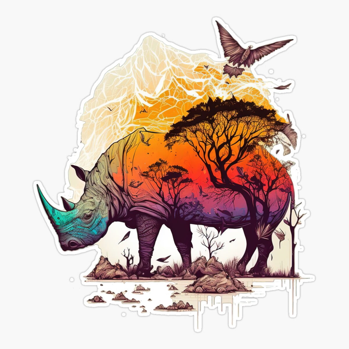 Maneki Rhino Shadows: Walking The Wild Lands Er, Phone Decal Water ...