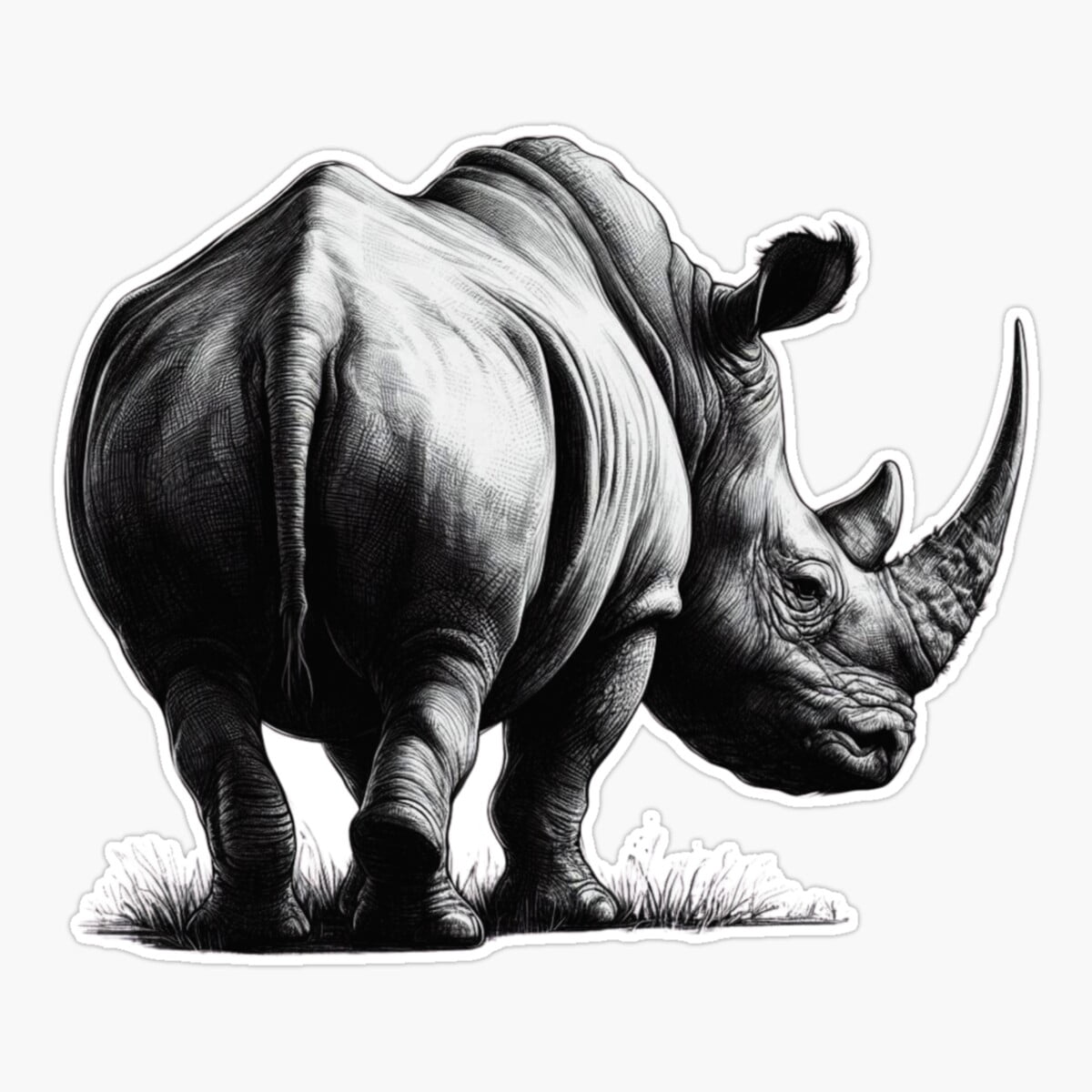 Maneki Rhinoceros Hind End, Black And White Rhino Drawing Er, Phone ...