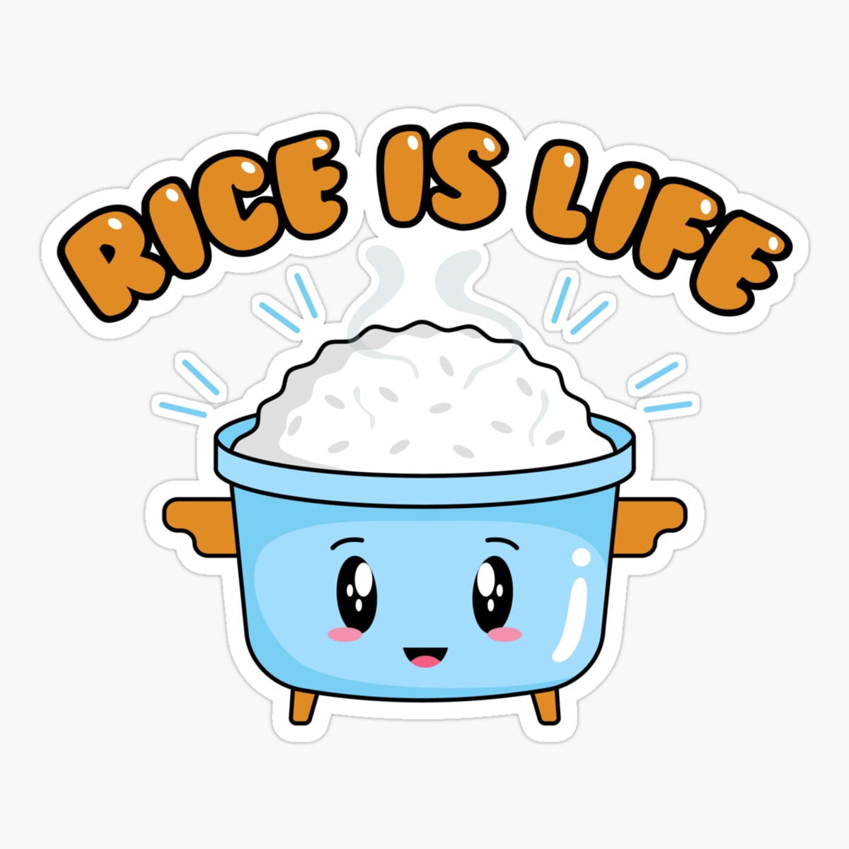 Maneki Rice Is Life - Cute Anime Rice Pot - Asian Culture Sticker ...