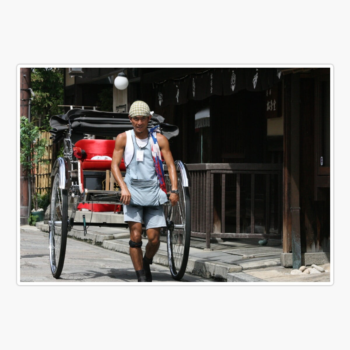 Maneki Rickshaw Kyoto Japan Sticker, Phone Decal Water Bottle Stickers ...