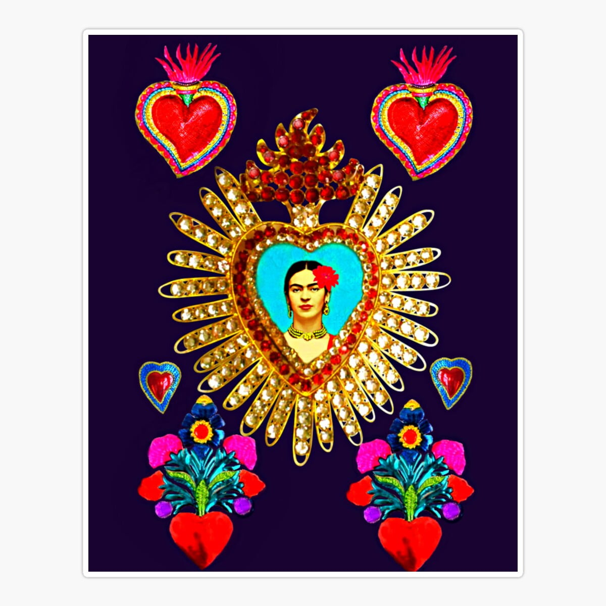 Maneki Rida Tin Hearts Mexican Shrine Sticker, Phone Decal Water Bottle ...