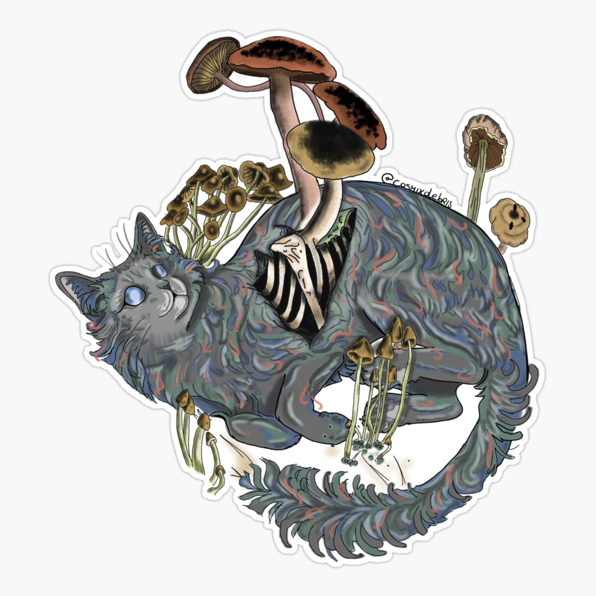 Maneki Rigor Mortis Botanica Sticker, Phone Decal Water Bottle Stickers ...