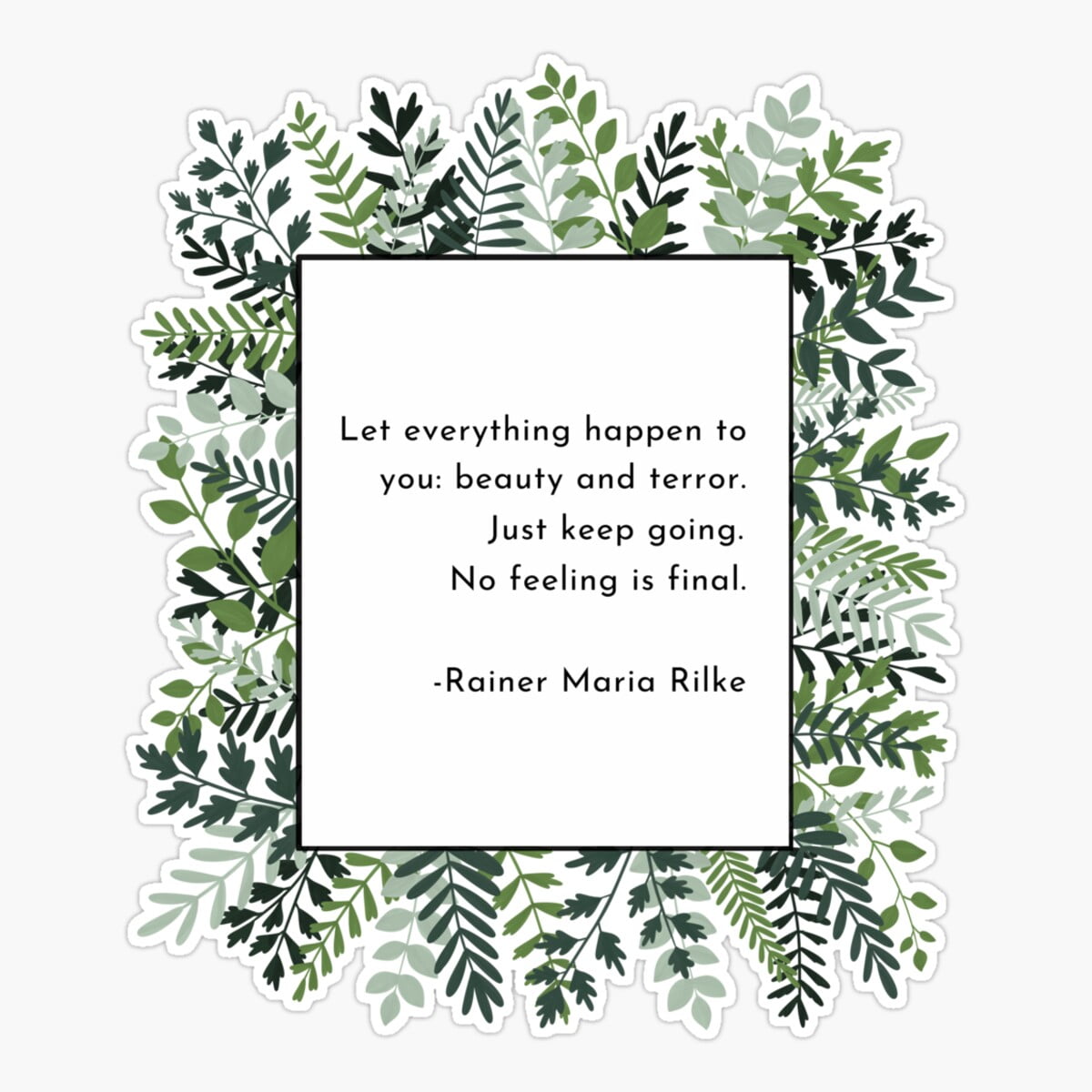 Maneki Rilke No Feeling Is Final Poem Sticker, Phone Decal Water Bottle ...