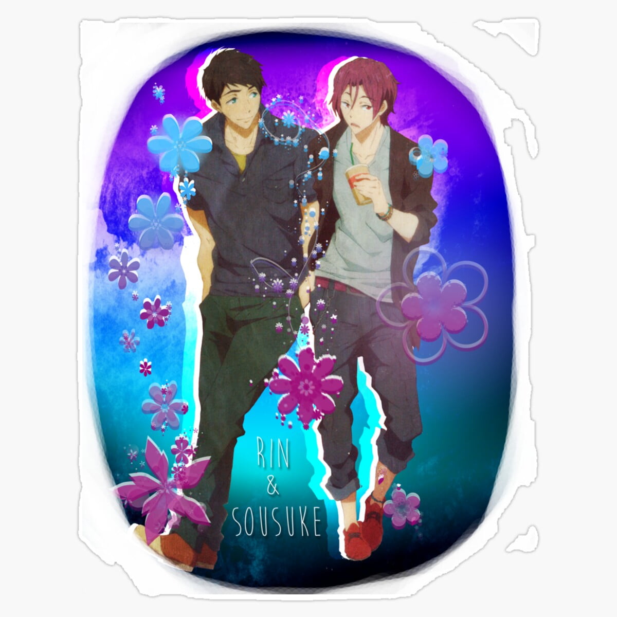 Maneki Rin And Sousuke Er, Phone Decal Water Bottle Stickers Car Decals ...