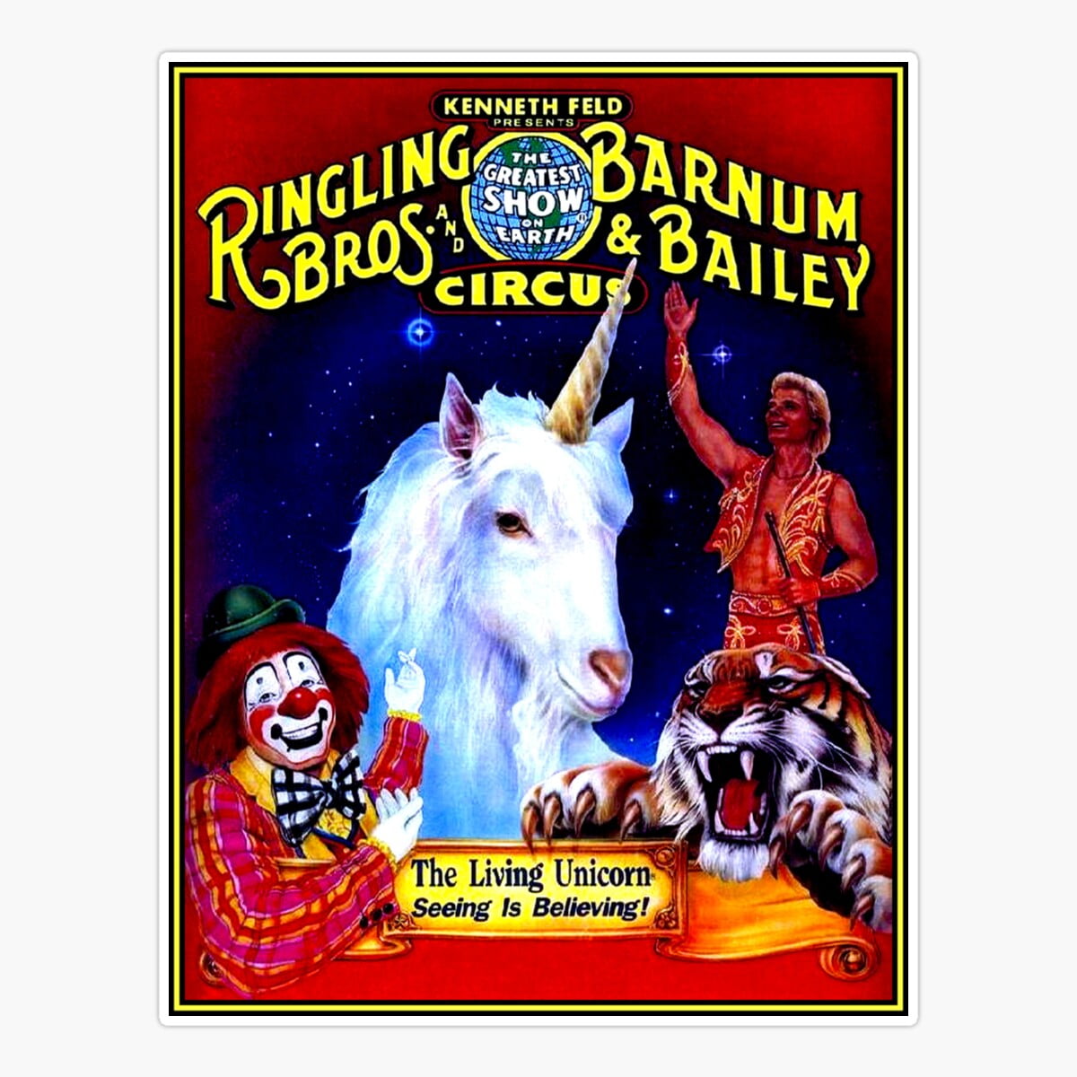 Maneki Ringling Bros., Barnum And Bailey Vintage Unicorn Print Sticker ...