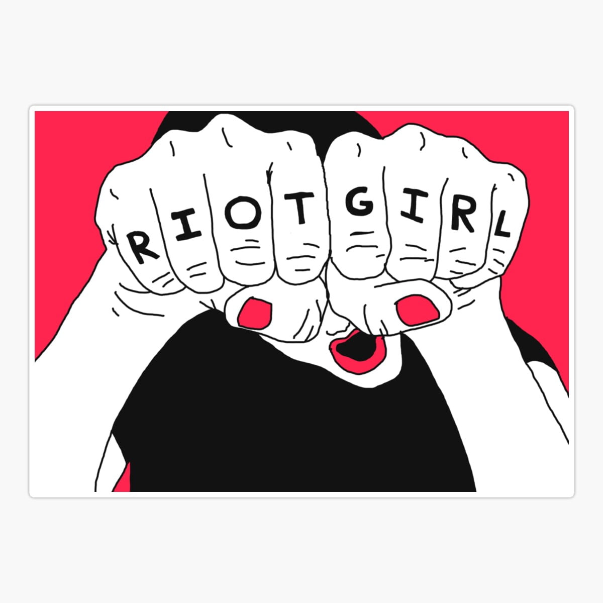 Maneki Riot Girl Sticker, Phone Decal Water Bottle Stickers Car Decals ...