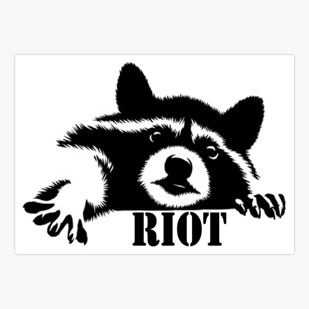 Maneki Riot Raccoon Sticker, Phone Decal Water Bottle Stickers Car ...