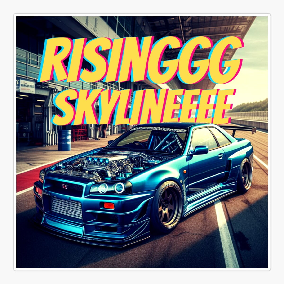 Maneki Rising Skyline Sticker, Phone Decal Water Bottle Stickers Car ...