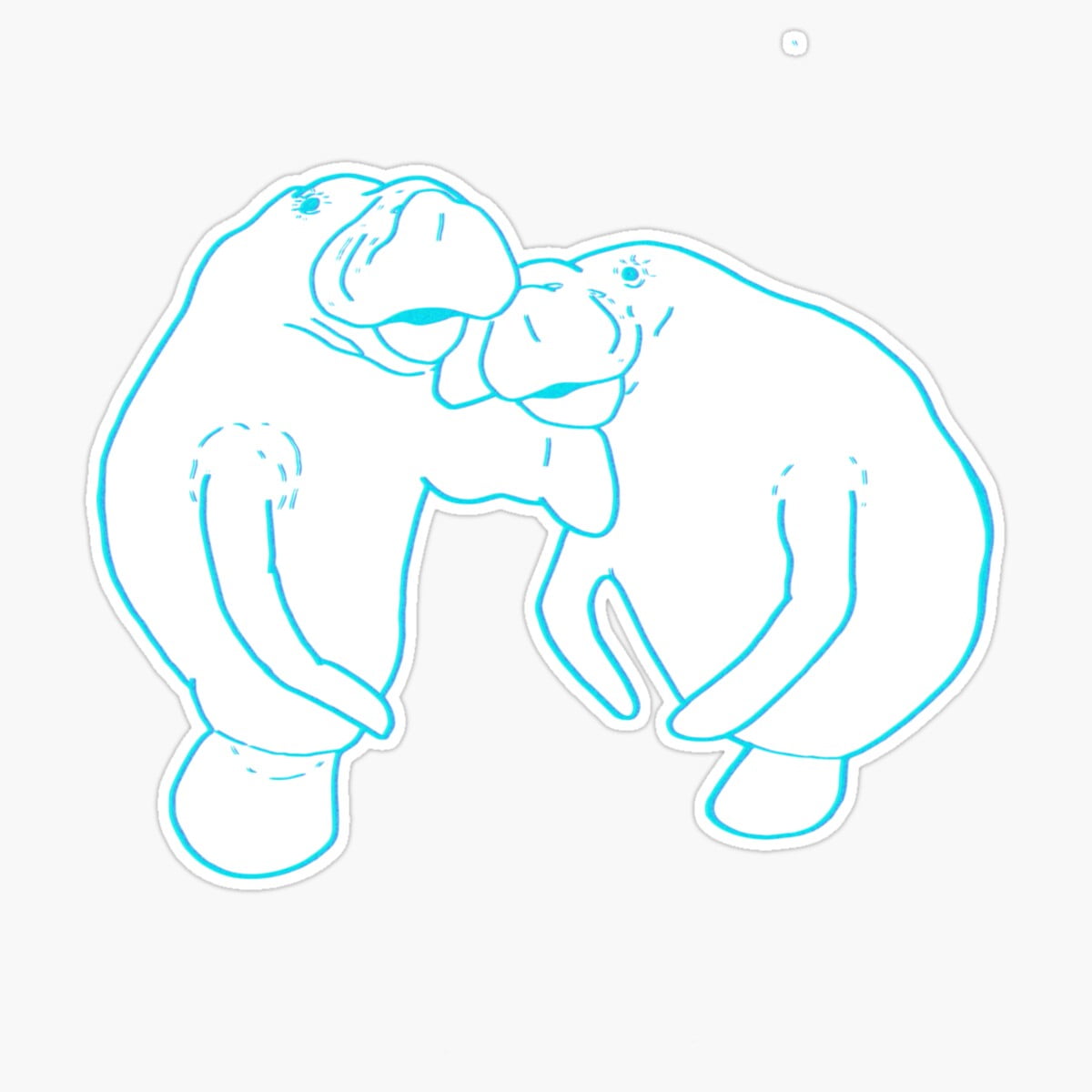 Maneki Risograph Inspired Manatees Er, Phone Decal Water Bottle ...