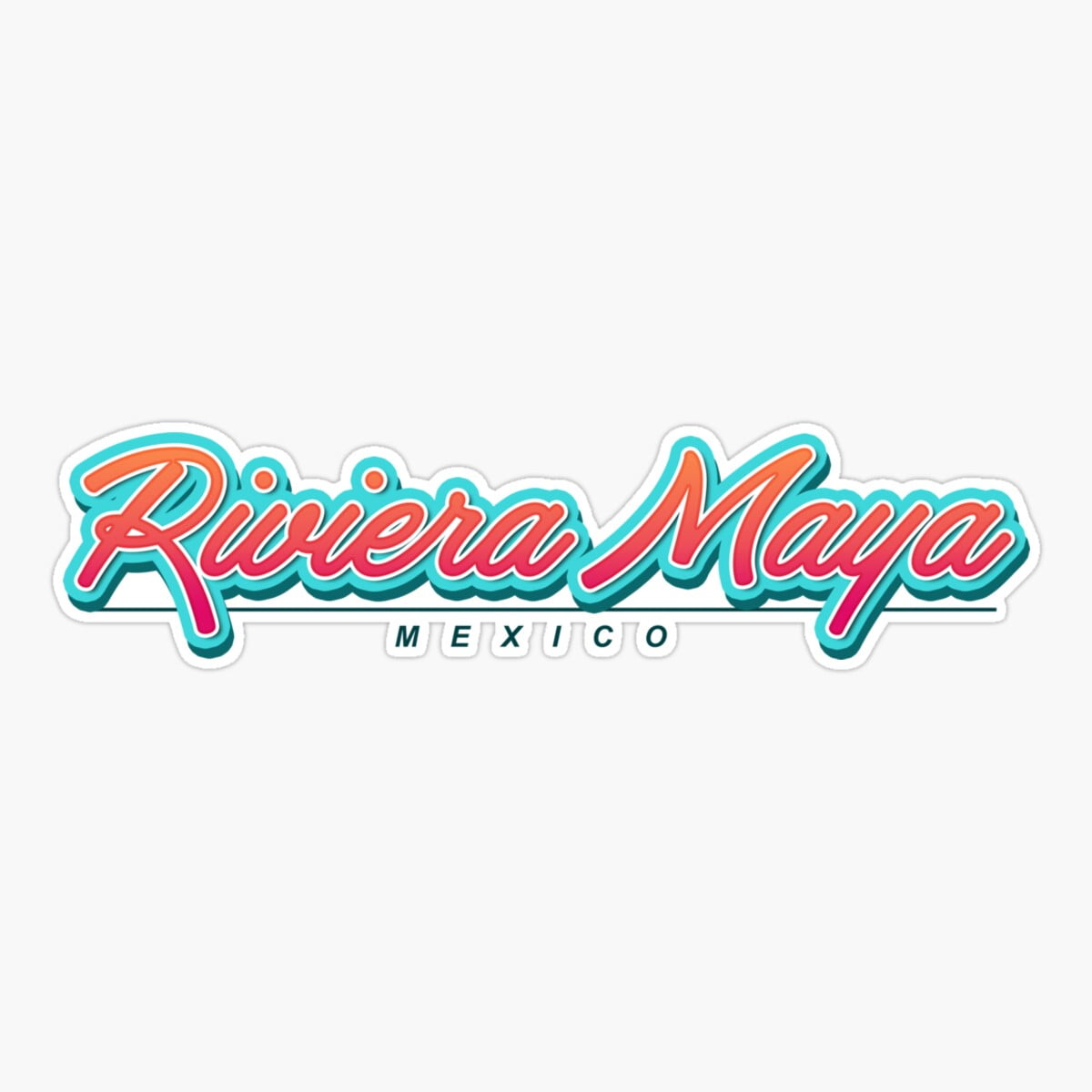 Maneki Riviera Maya Mexico Typography Sticker, Phone Decal Water Bottle ...