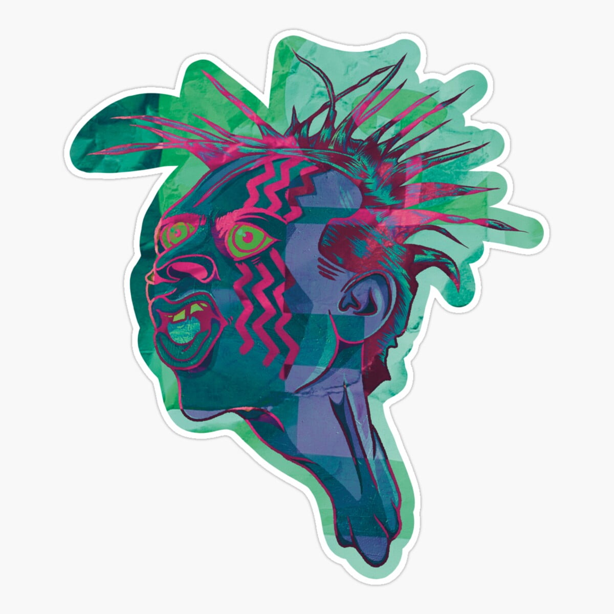 Maneki Road Rash Punk Texture Green Sticker, Phone Decal Water Bottle ...