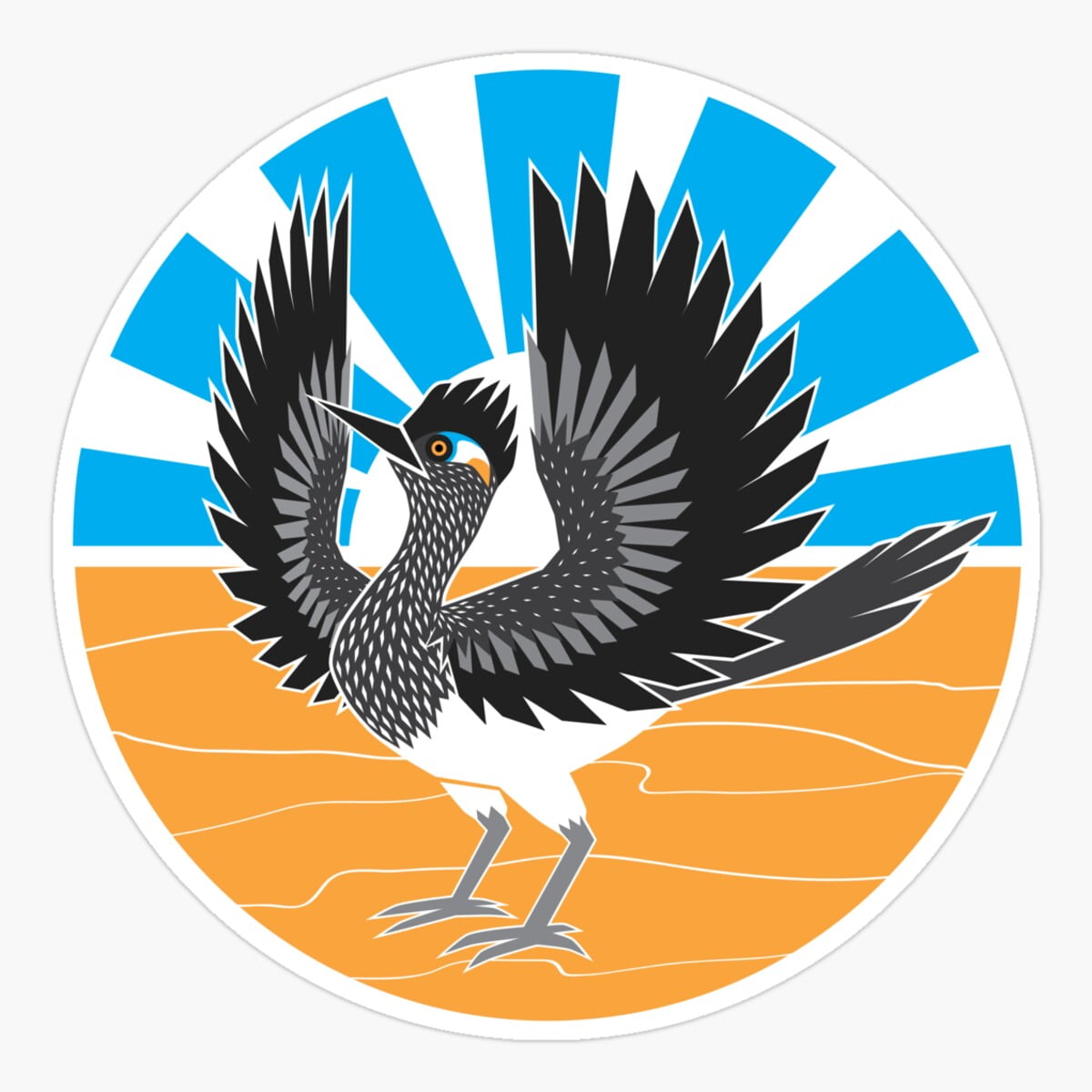 Maneki Roadrunner Sun Salutation Sticker, Phone Decal Water Bottle ...