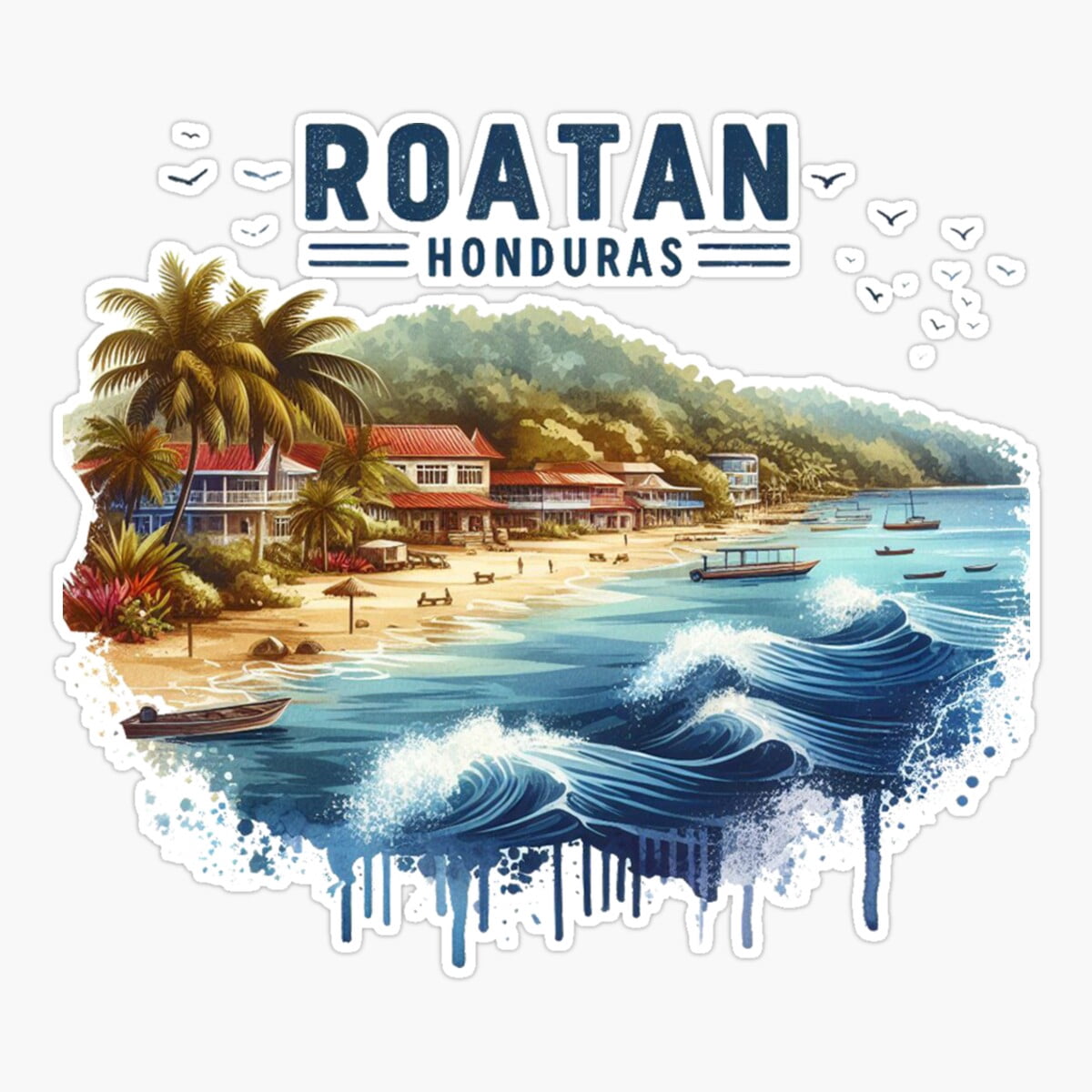 Maneki Roatan Bay Islands, Honduras Sticker, Phone Decal Water Bottle ...