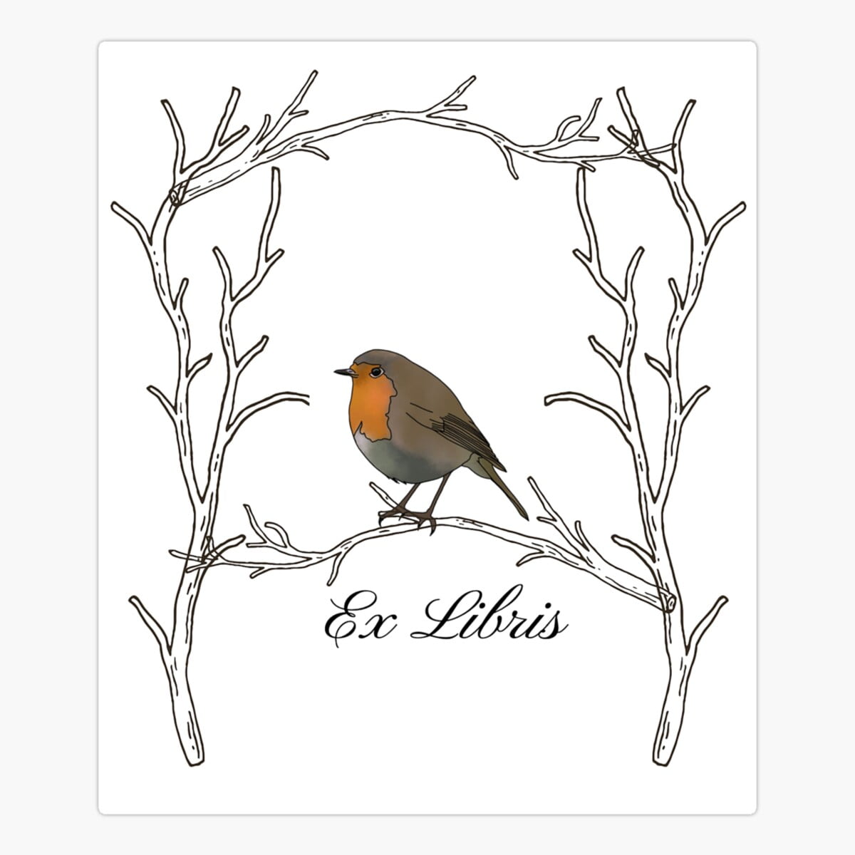 Maneki Robin Ex Libris Sticker, Phone Decal Water Bottle Stickers Car ...