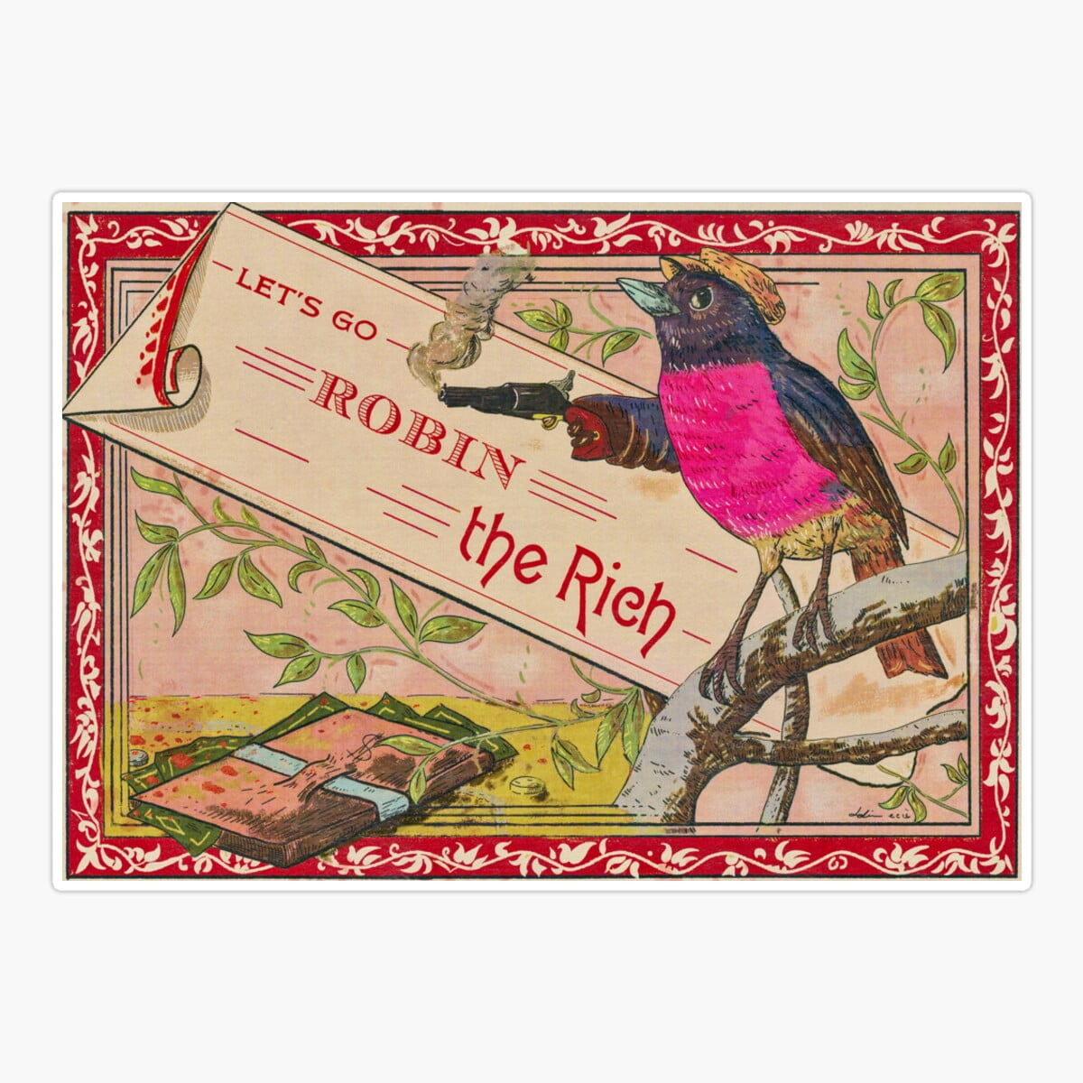 Maneki Robin The Rich - Anticapitalist Bird Sticker, Phone Decal Water ...