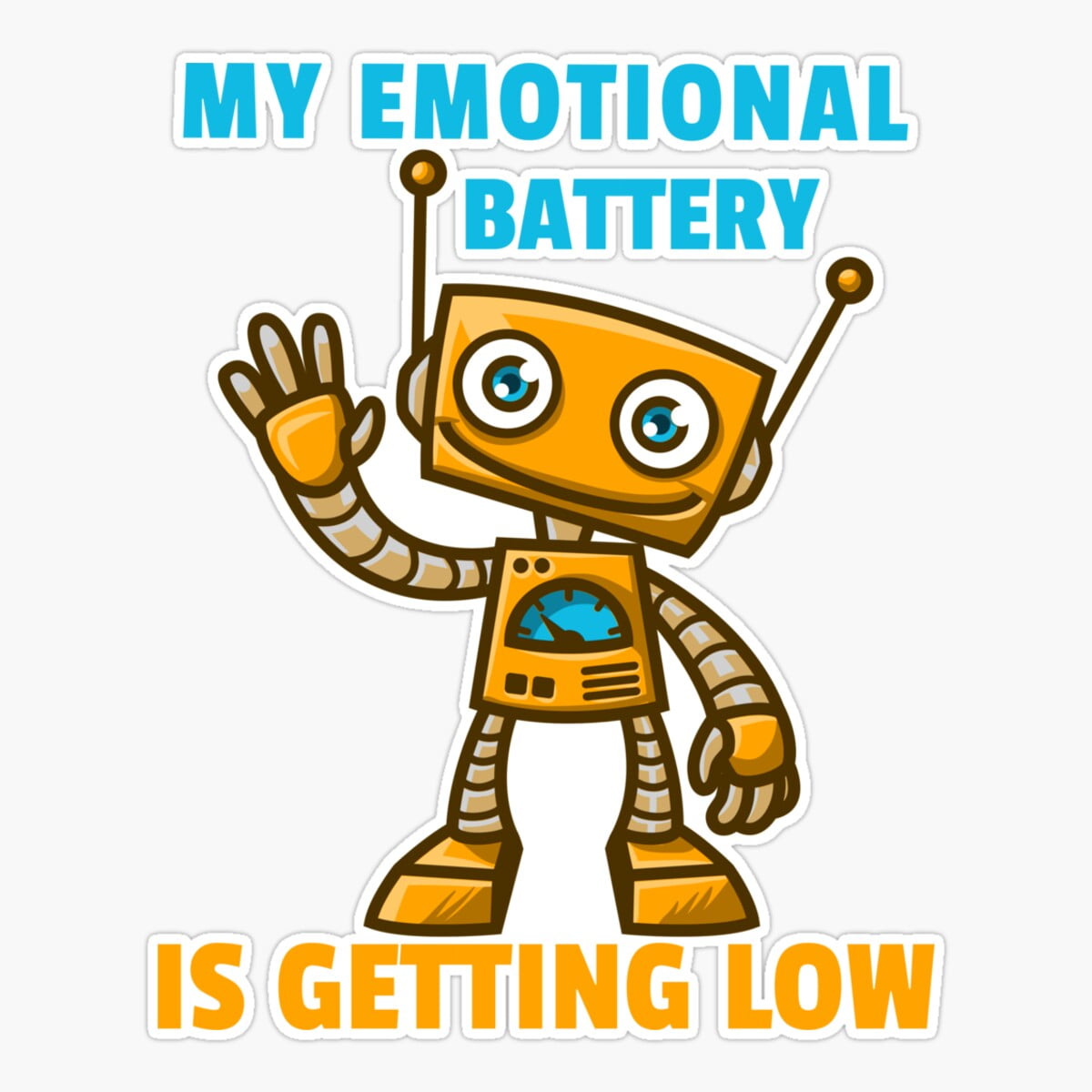 Maneki Robot Emotional Battery Low Sticker, Phone Decal Water Bottle ...