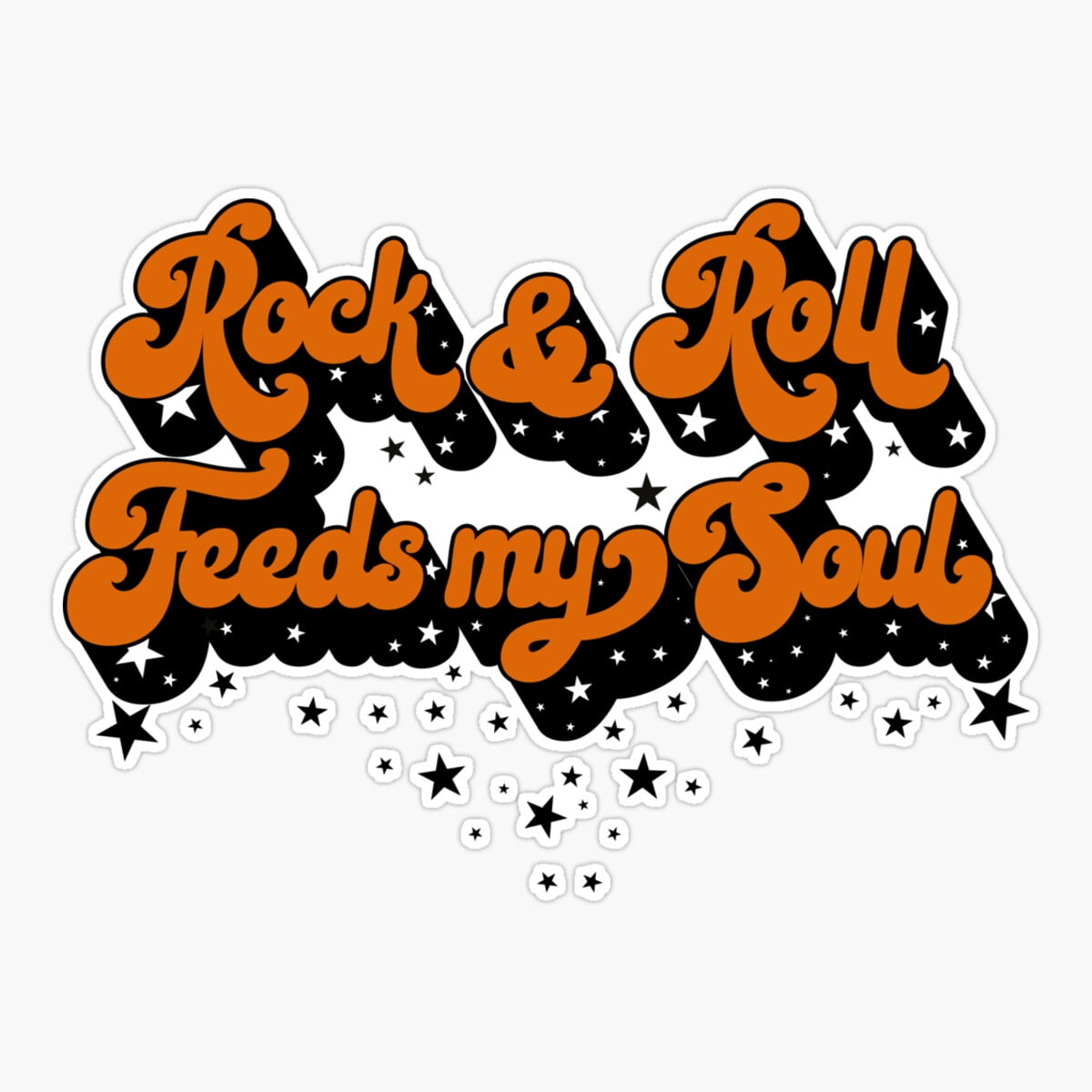 Maneki Rock And Roll Feeds My Soul, 70S, 60S Vintage Typography Sticker ...