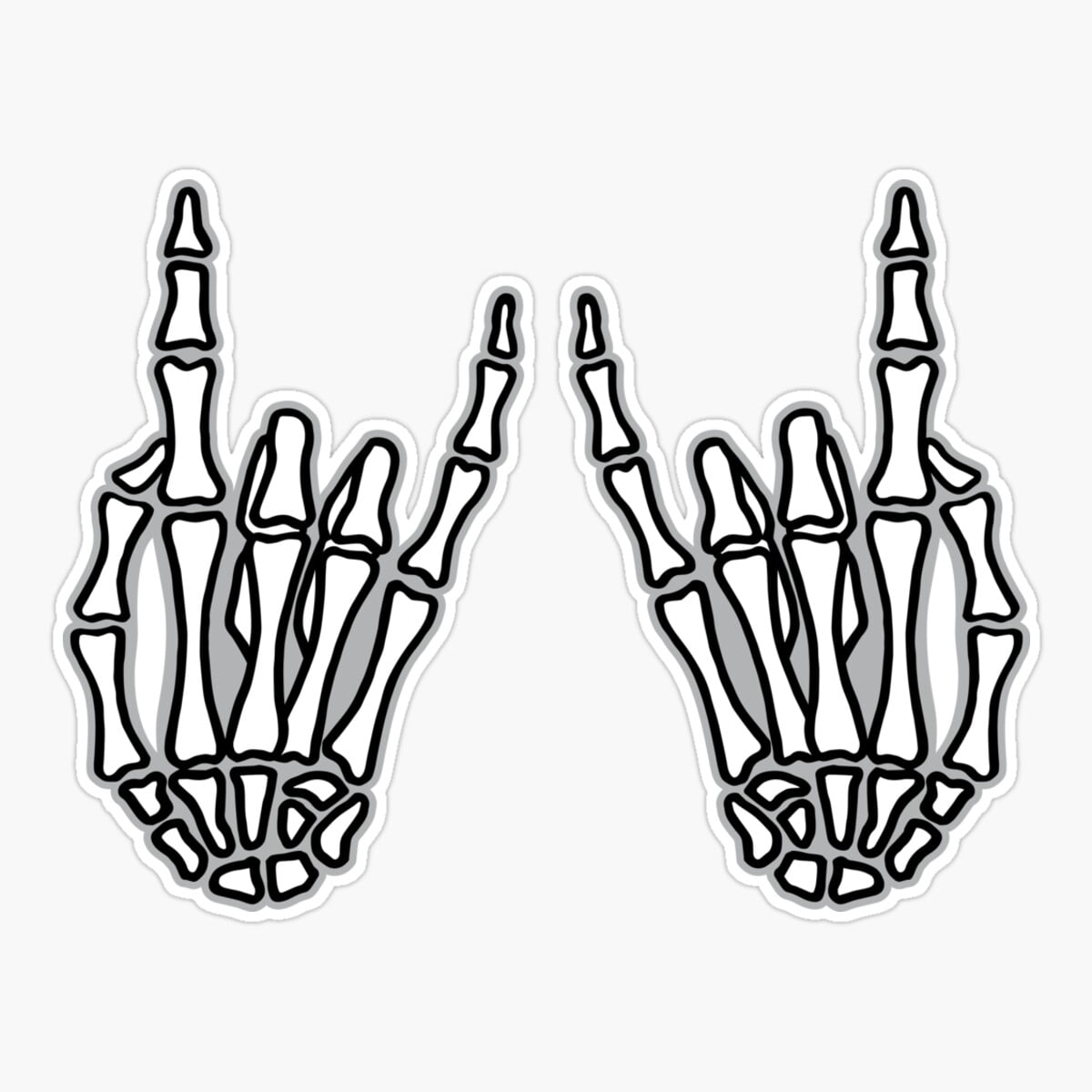 Maneki Rock And Roll Sign, Skeleton Hands Sticker, Phone Decal Water ...