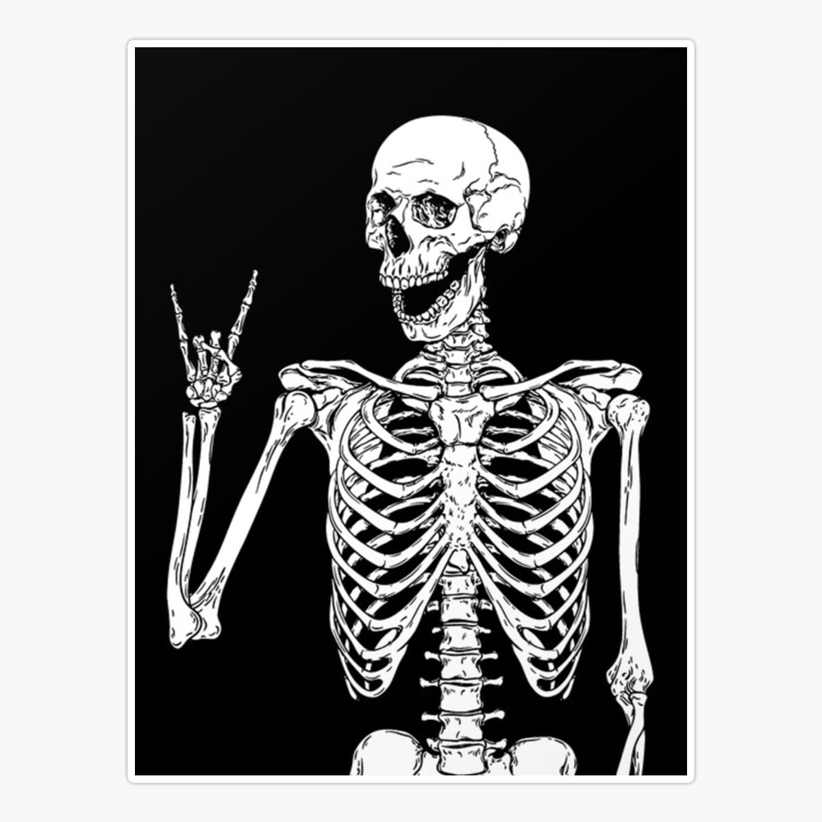 Maneki Rock And Roll Skeleton Sticker, Phone Decal Water Bottle ...