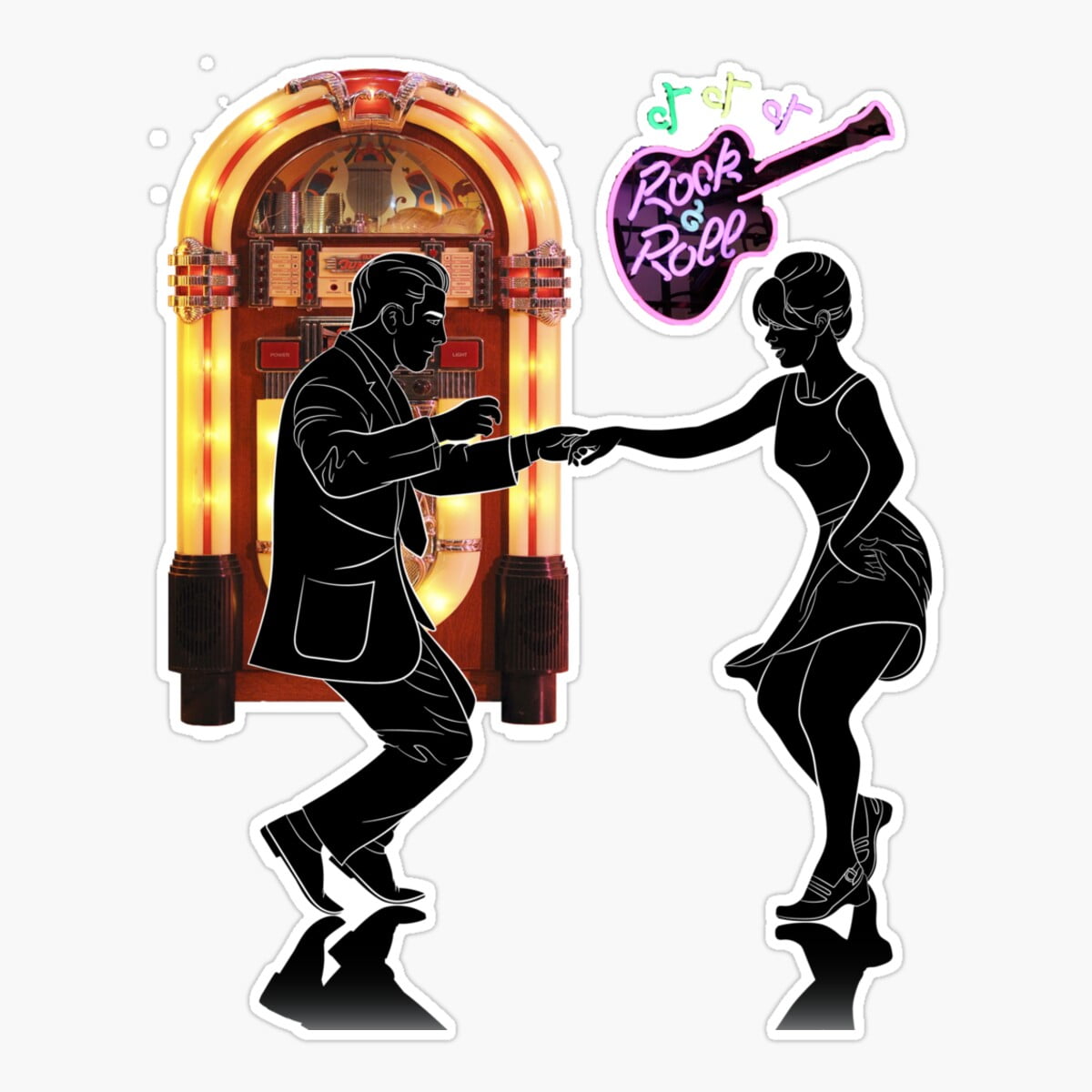 Maneki Rock And Roll Vintage Jukebox Sticker, Phone Decal Water Bottle ...