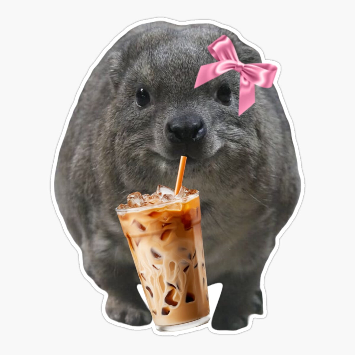 Maneki Rock Hyrax With Iced Coee Er, Phone Decal Water Bottle Stickers ...