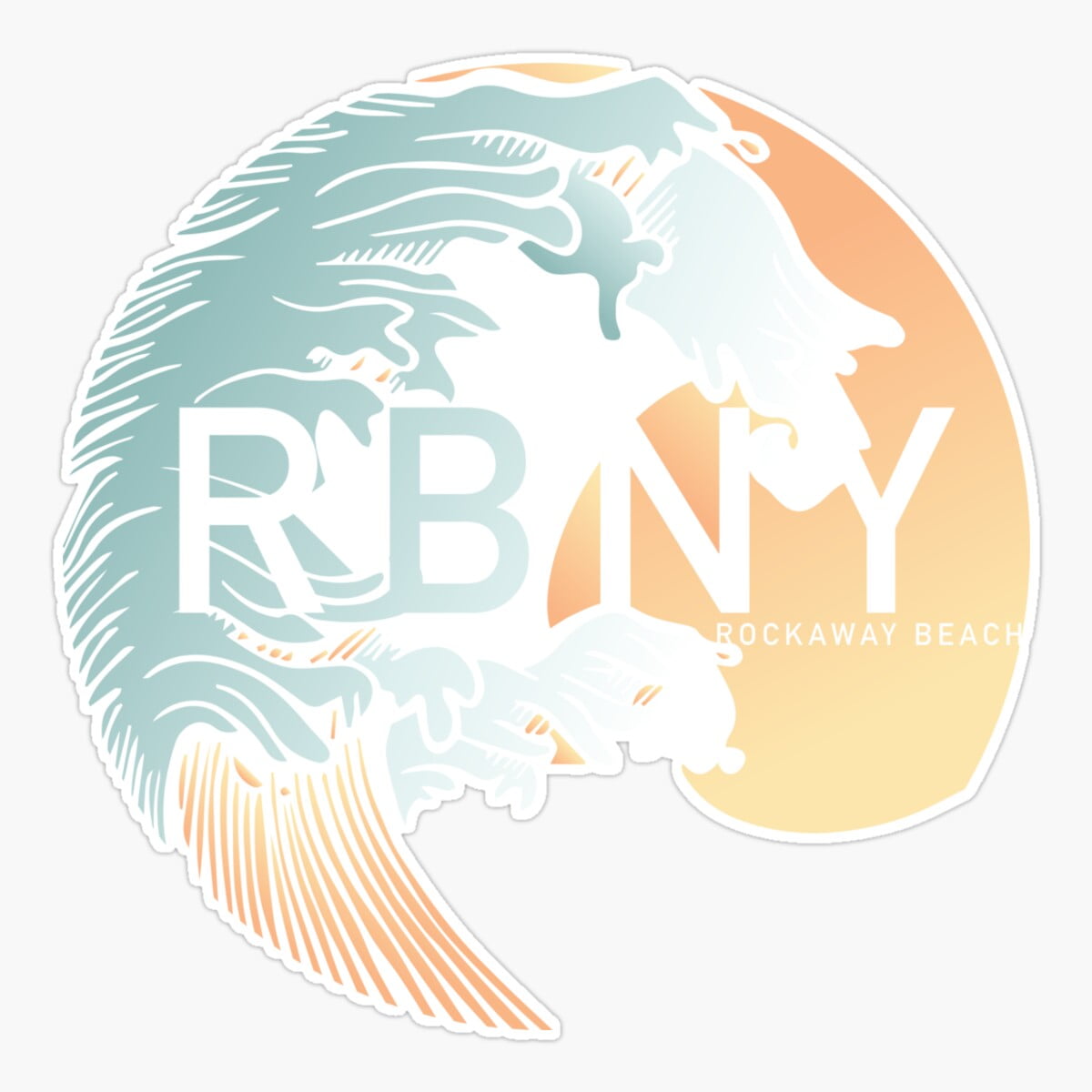 Maneki Rockaway Beach Wave Sticker, Phone Decal Water Bottle Stickers ...