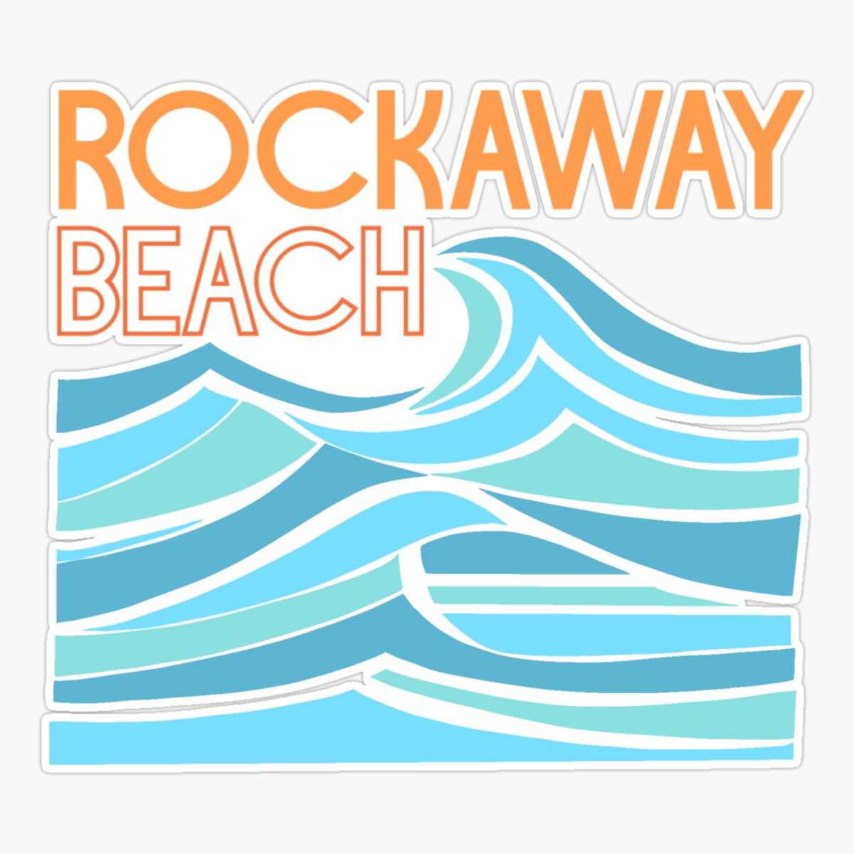 Maneki Rockaway Beach Waves Sticker, Phone Decal Water Bottle Stickers ...